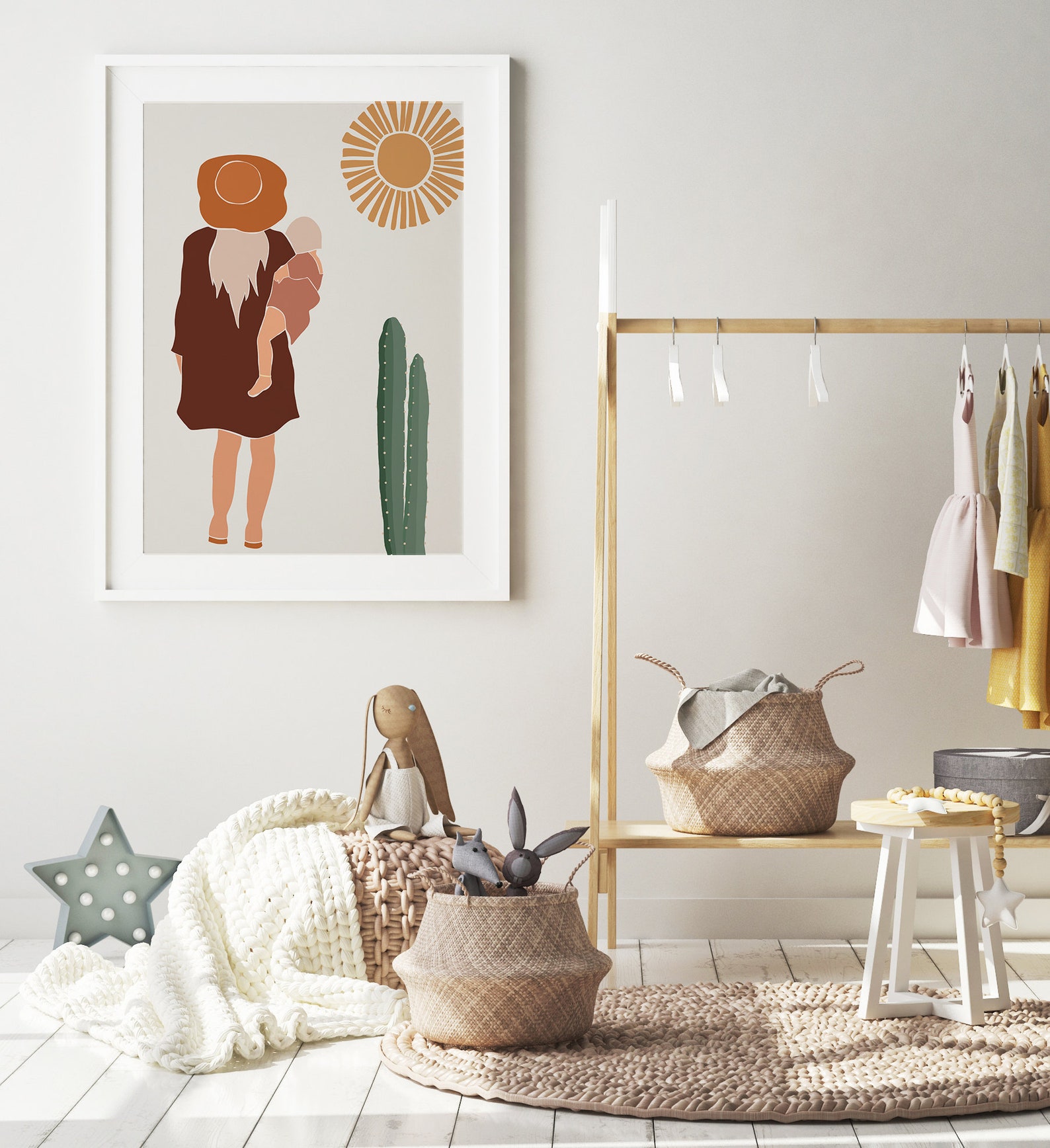 Mothers Day Gift Mother and Daughter Art Mom and Baby Print | Etsy