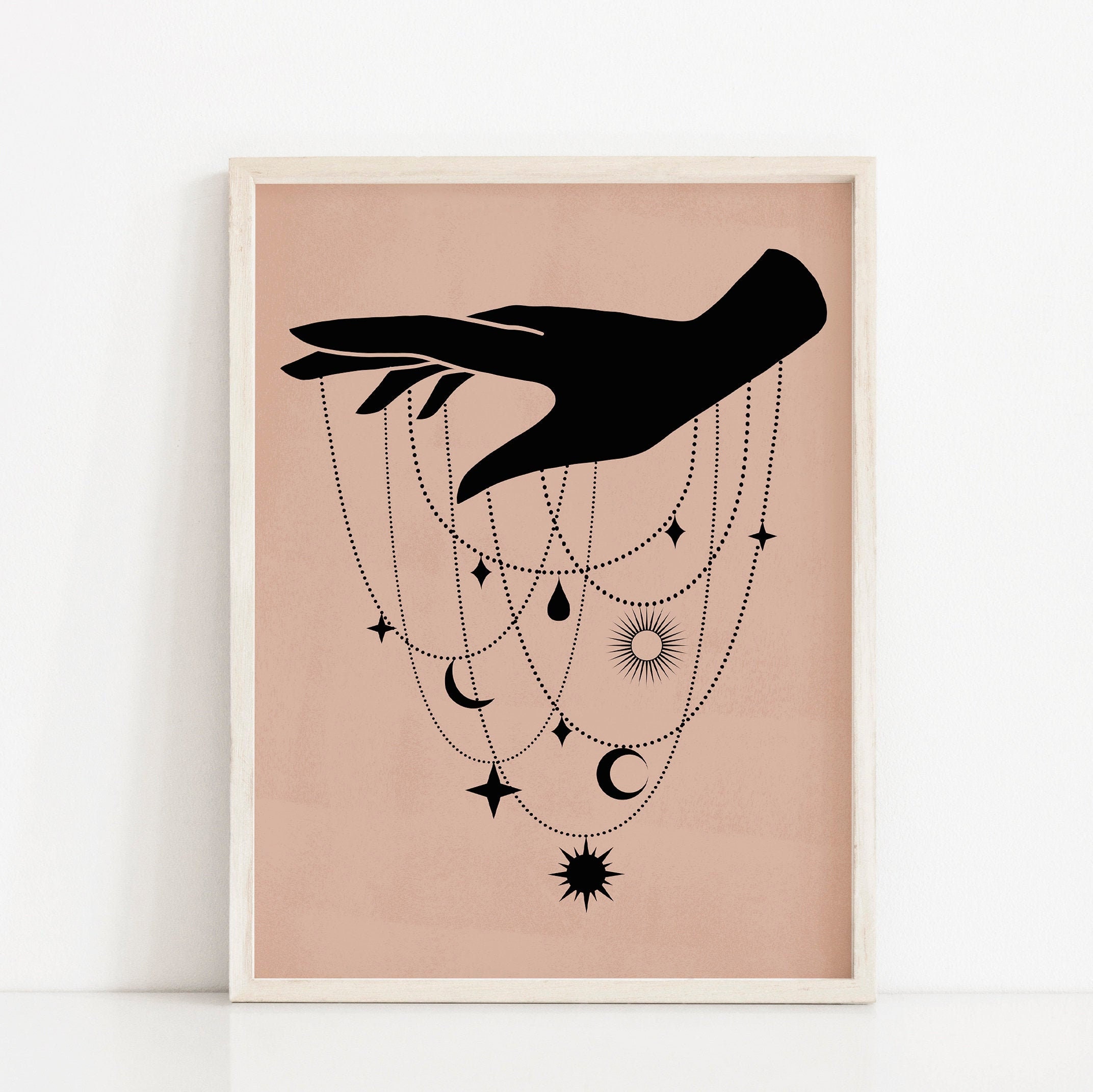 Celestial Hands Print Sun Moon & Stars Art Print Witchy Wall | Etsy