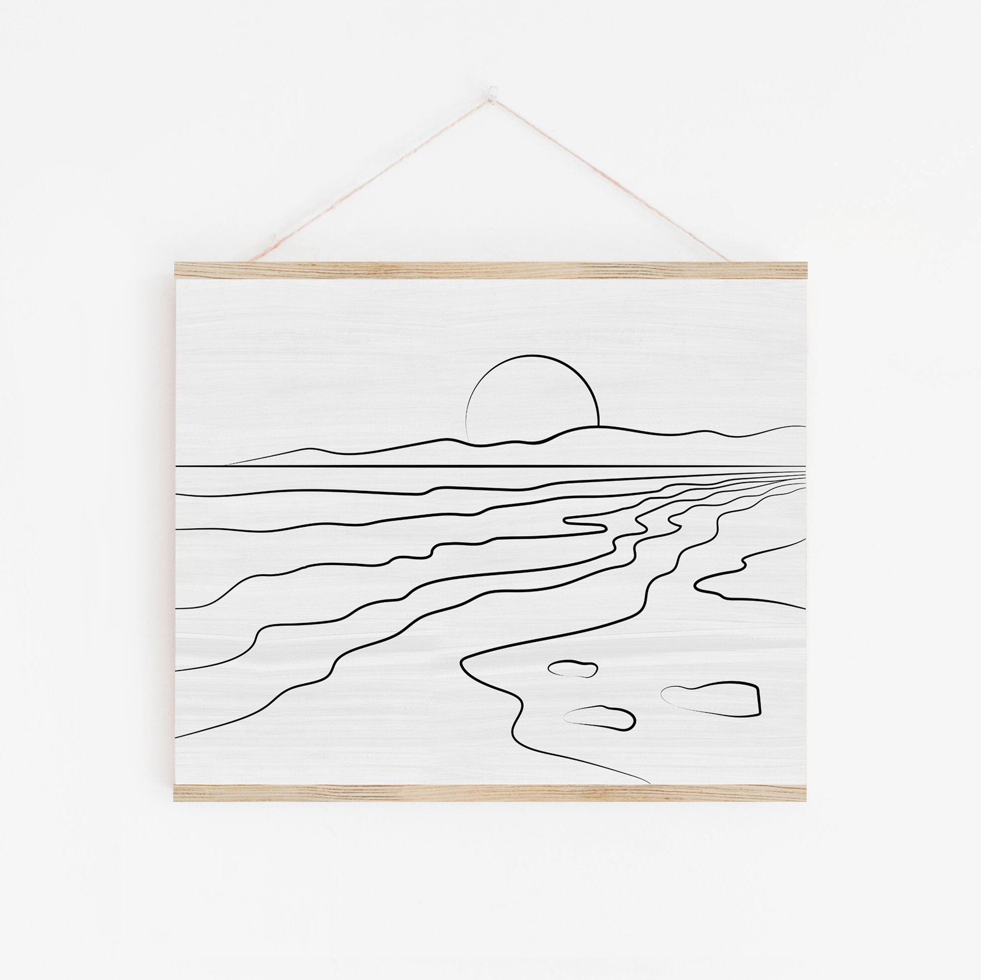 Abstract Beach Sunset Printable Art Wall Decor Line Art - Etsy