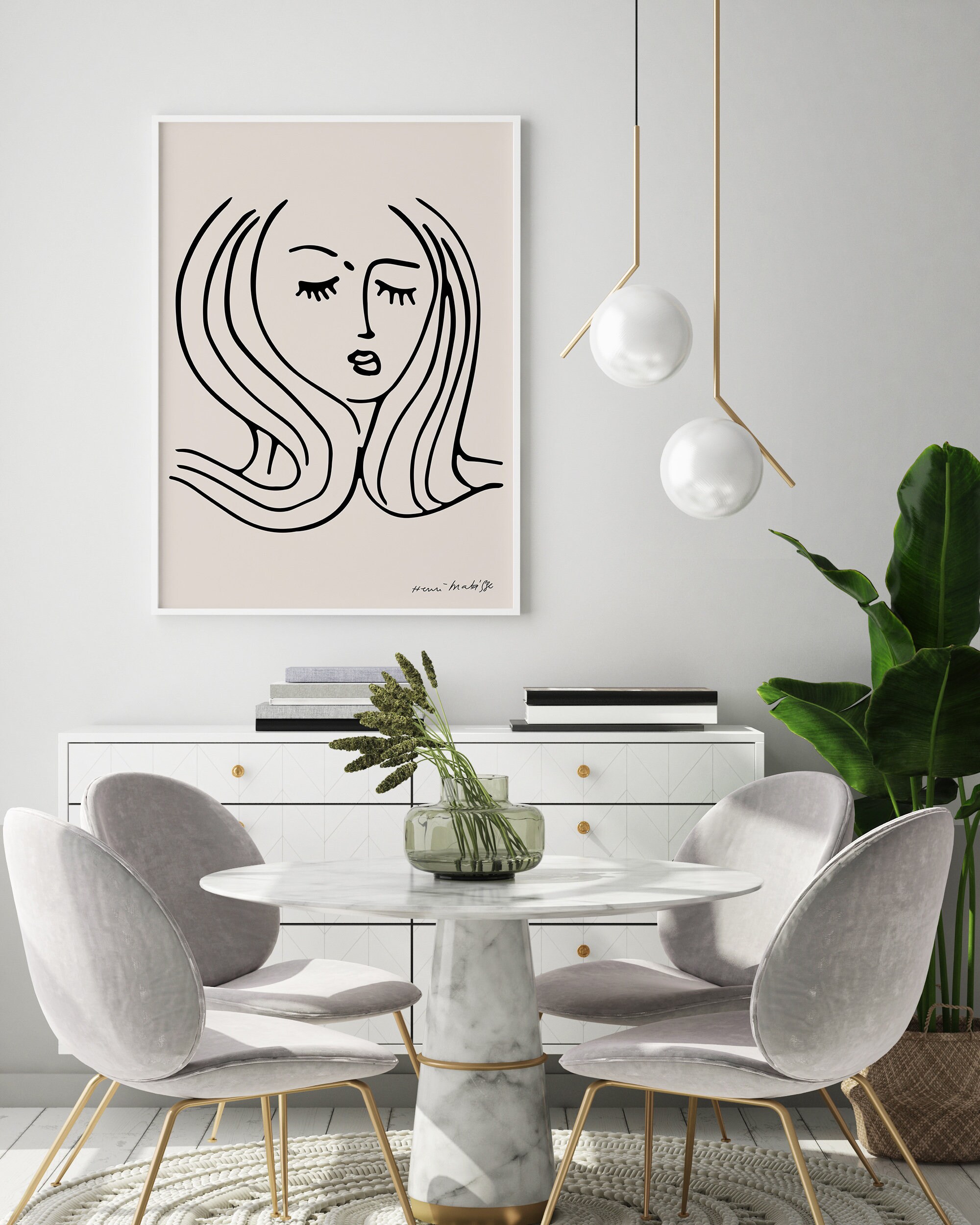 Matisse Line Art Woman Print Henri Matisse Abstract Woman | Etsy