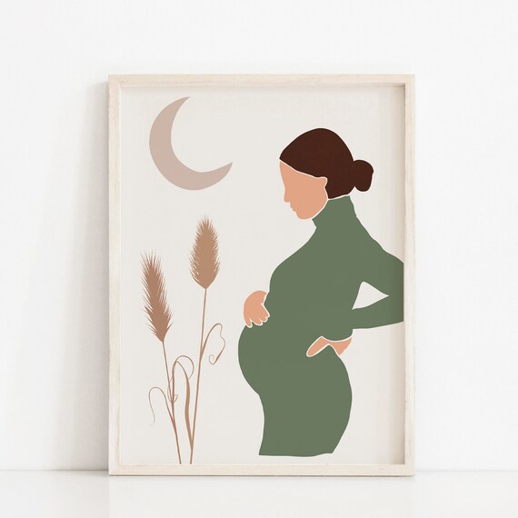 Pregnant Woman Art Gender Reveal Decoration Baby Shower - Etsy