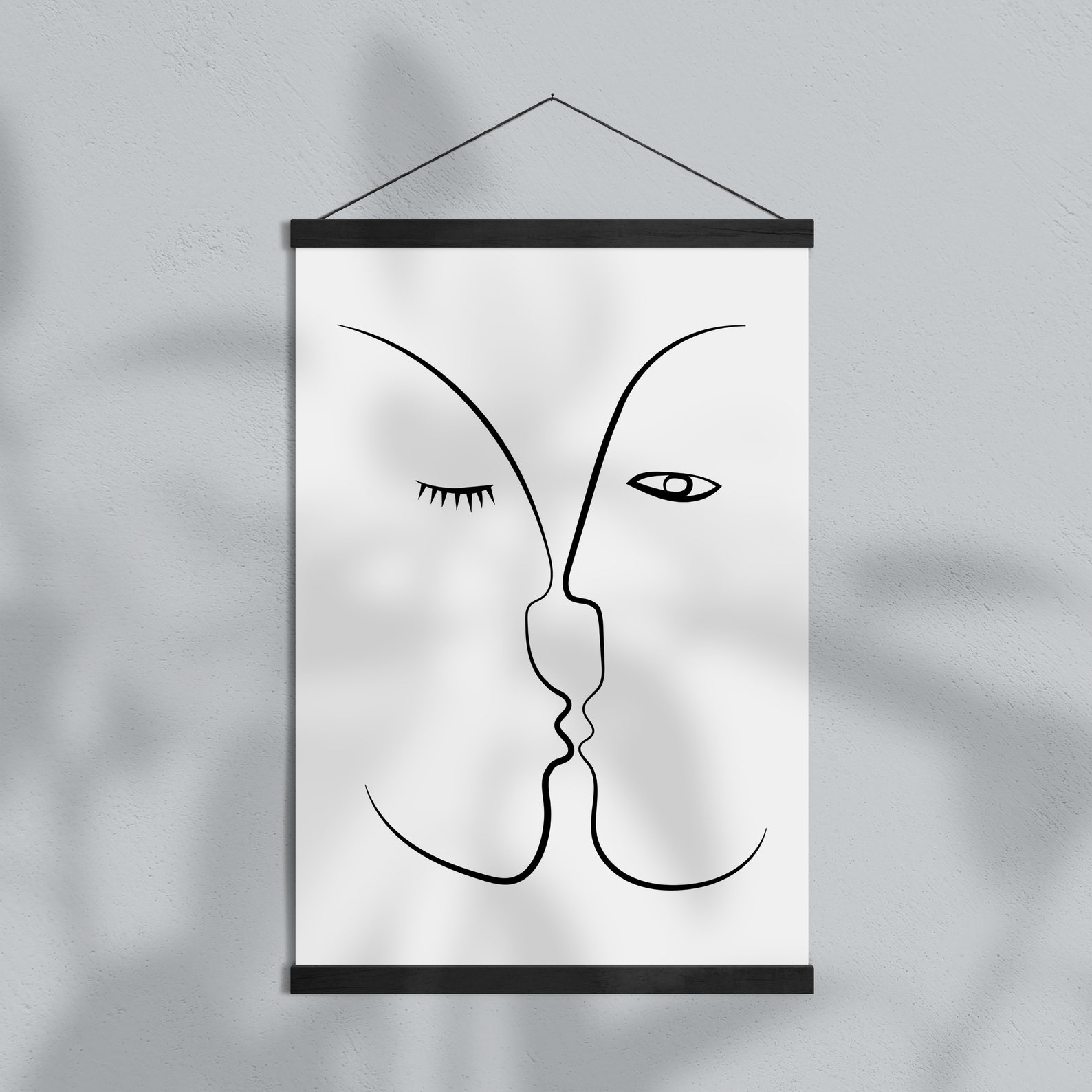 Abstract Line Art Kiss Couple Kiss Line Art Minimalist - Etsy