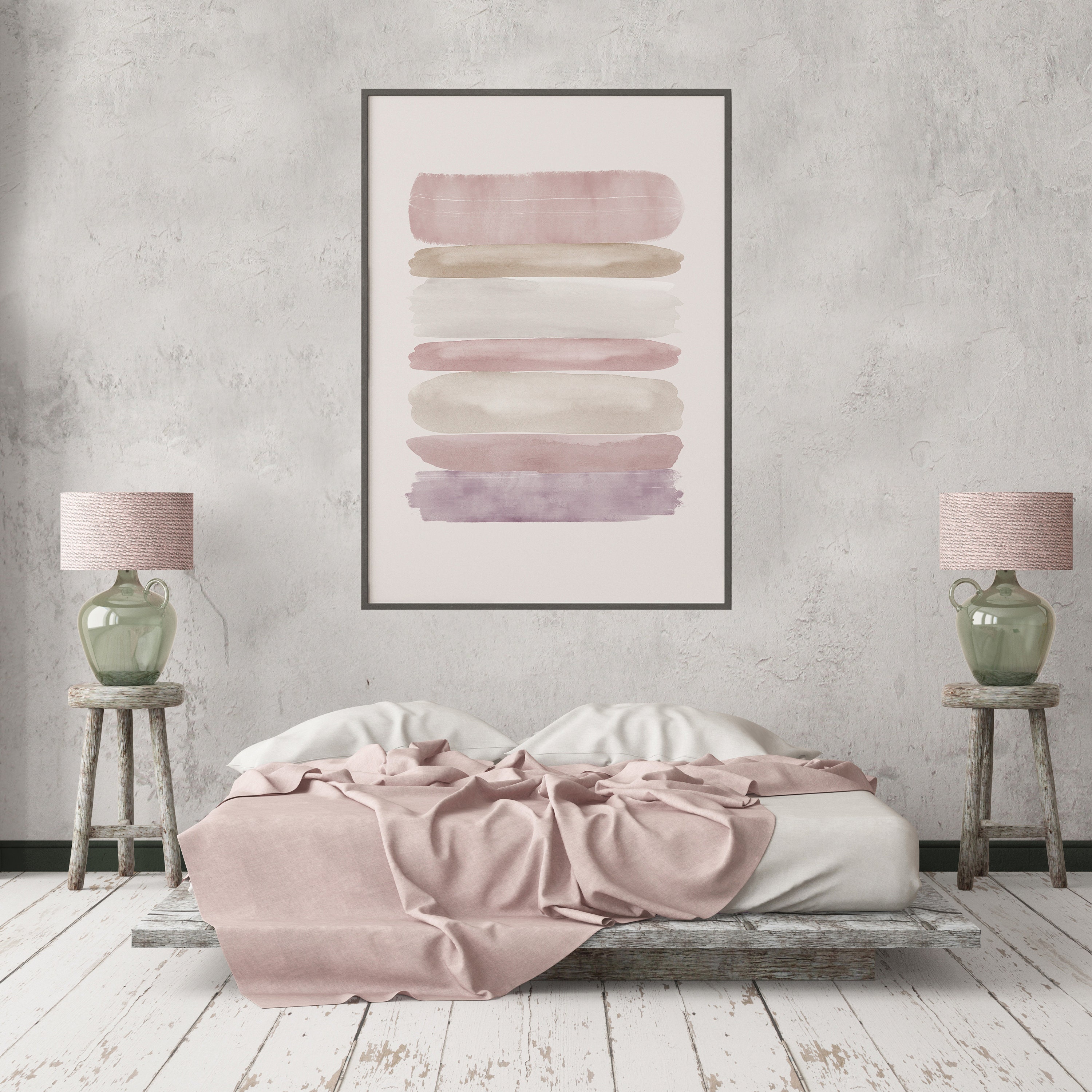 Watercolor Brush Strokes Printable Wall Art Blush Pink - Etsy