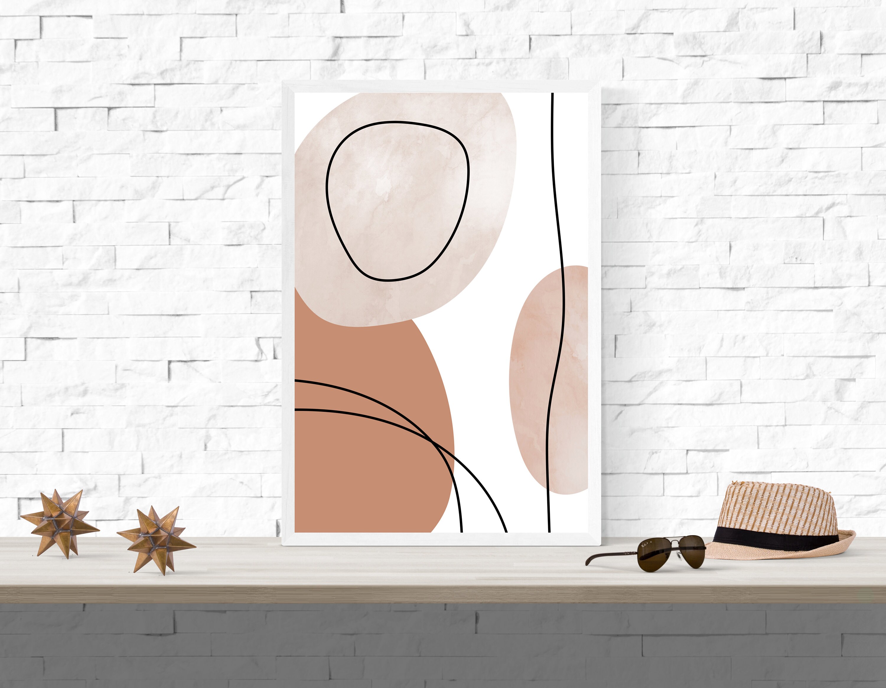 Mid Century Modern Printable Wall Art Abstract Neutral Colors | Etsy