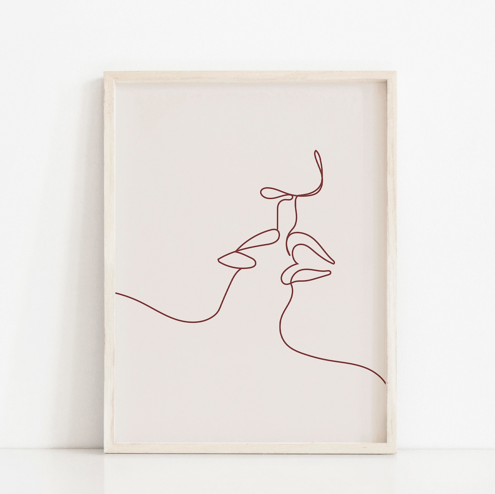 Lovers Kiss Printable Art One Line Drawing Kiss Neutral - Etsy