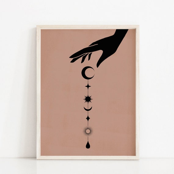 Celestial Hands Print Sun Moon & Stars Art Print Sacred | Etsy