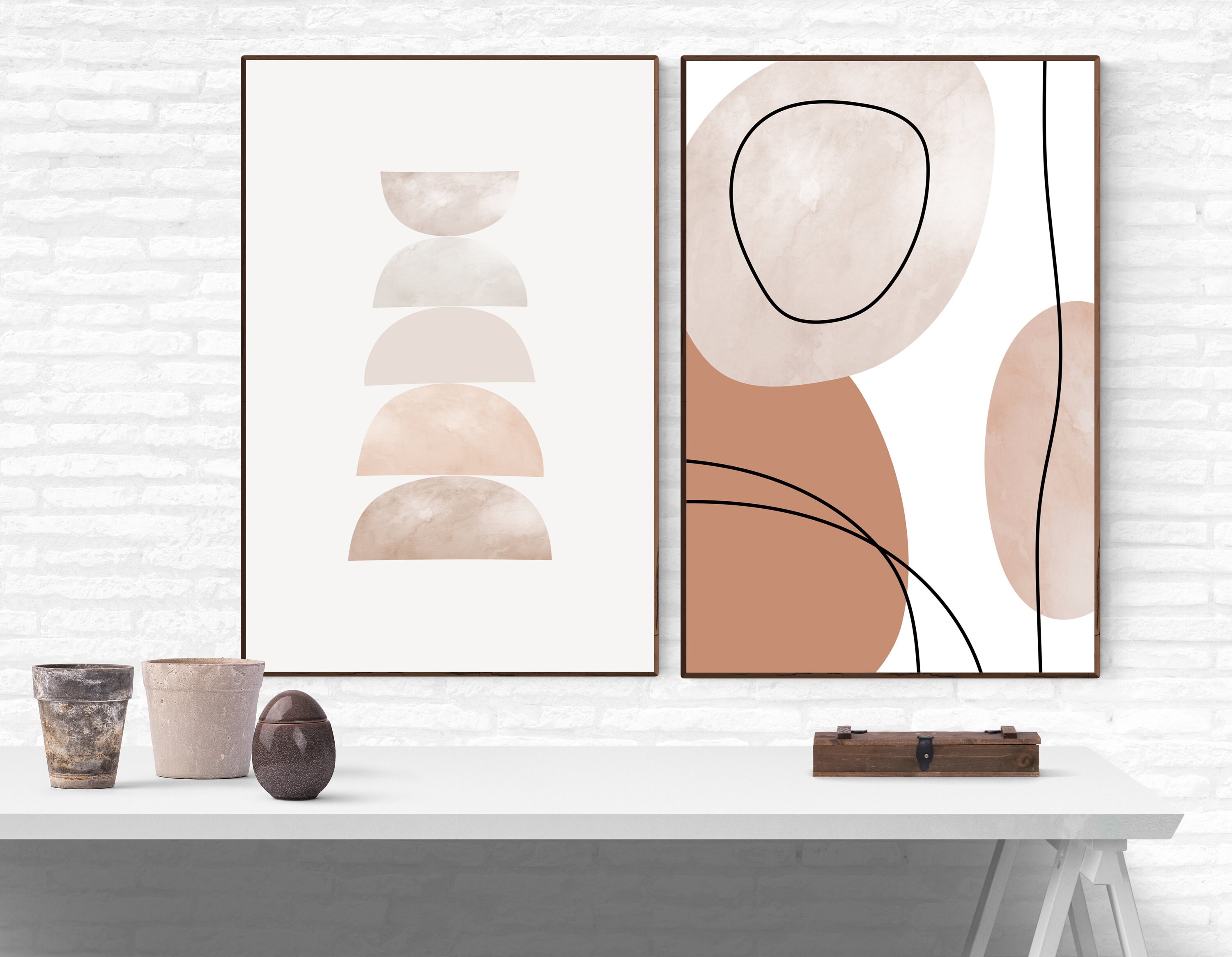 Mid Century Modern Neutral Colors Printable Wall Decor Set of | Etsy