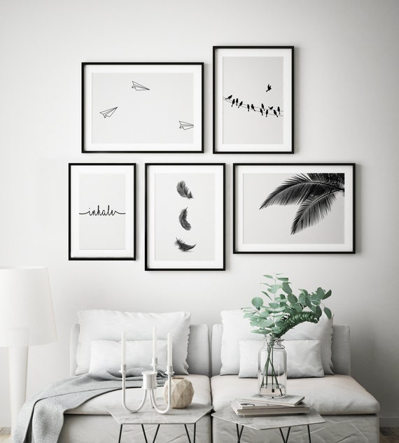Gallery Wall Minimalist Printable Art Set of 5 Black and | Etsy
