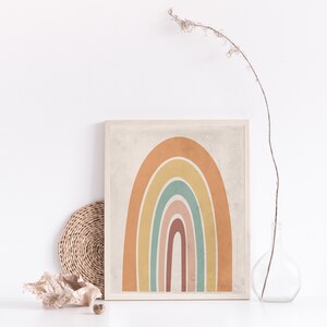 Retro Rainbow Printable Art, Boho Rainbow Wall Decor, Abstract Colorful ...