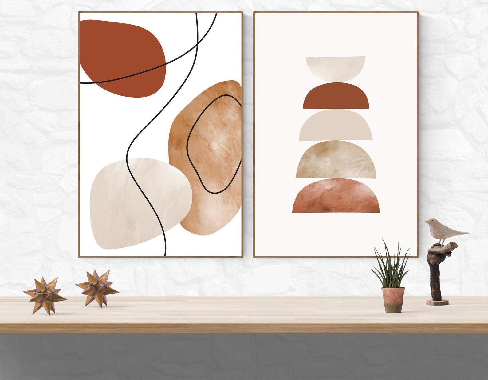 Mid Century Modern Neutral Colors Printable Wall Decor Set of | Etsy
