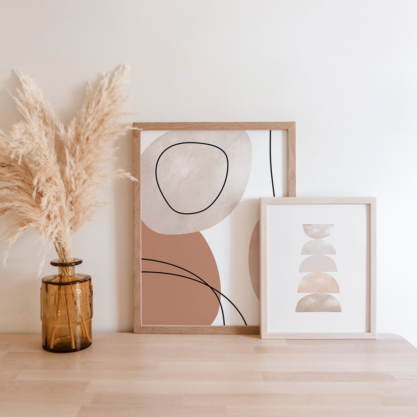 Mid Century Modern Neutral Colors Printable Wall Decor Set of | Etsy