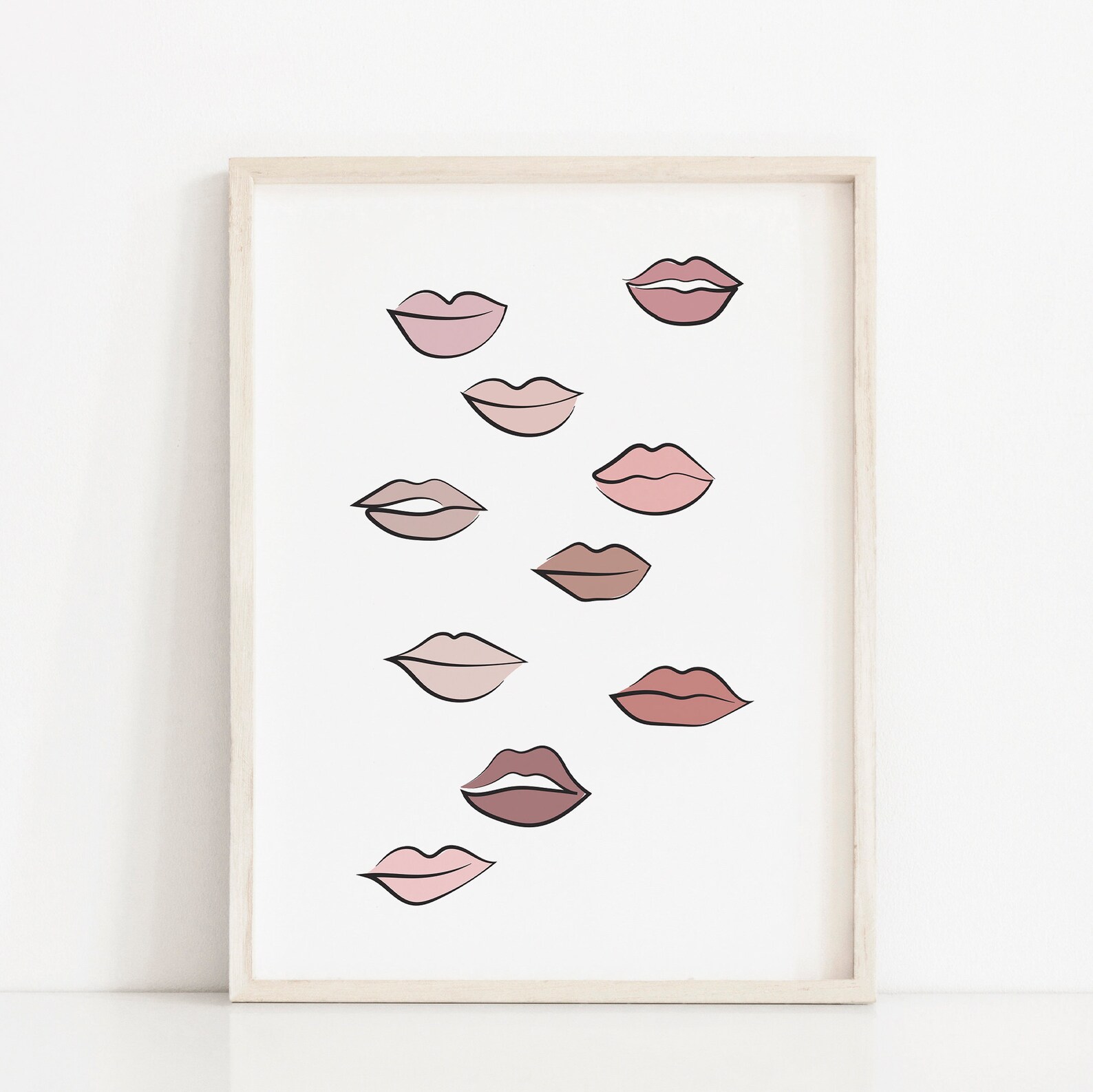 Lips Line Art Printable Wall Decor Abstract Lips Wall Art - Etsy