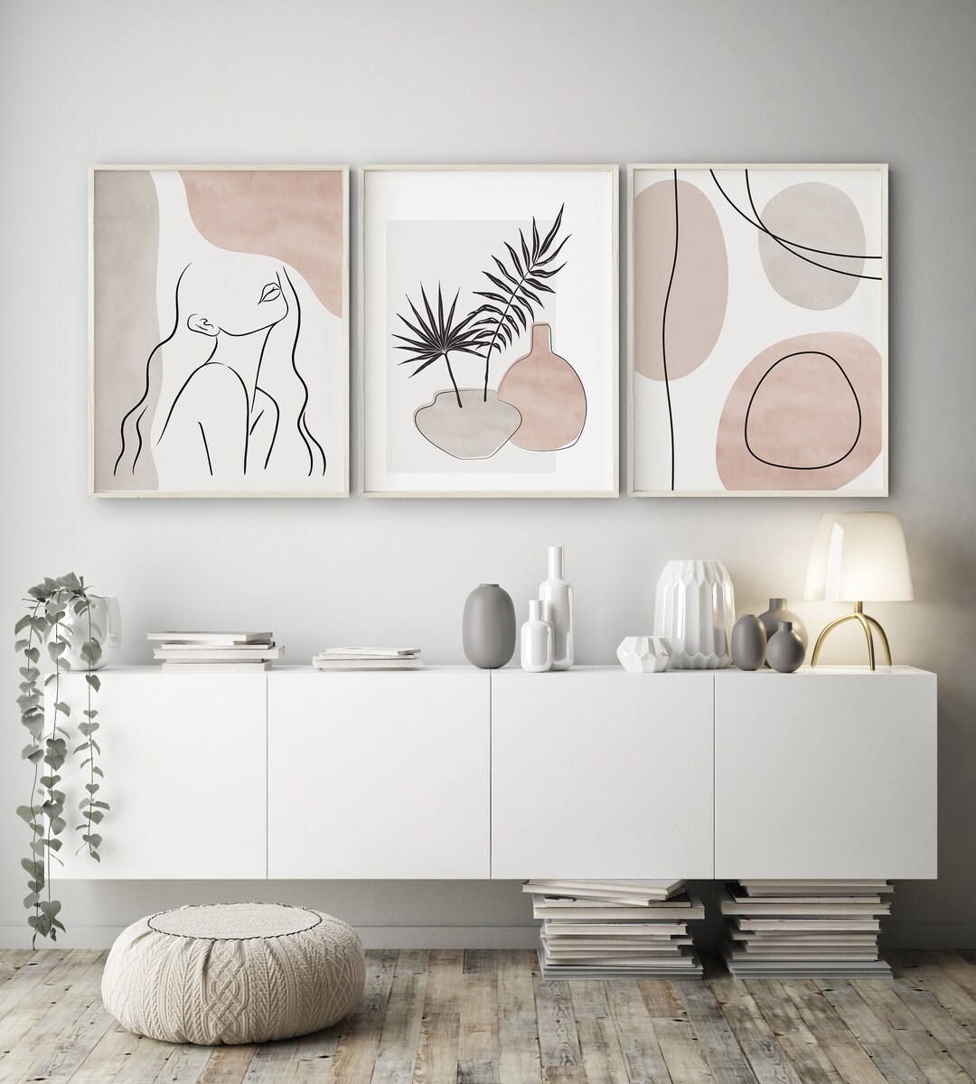 Line Art Mid Century Modern Gallery Wall Set of 3, Woman Line Art ...