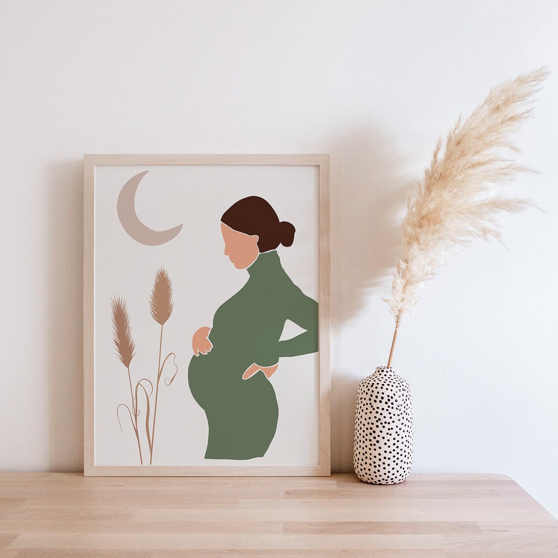 Pregnant Woman Art Gender Reveal Decoration Baby Shower | Etsy