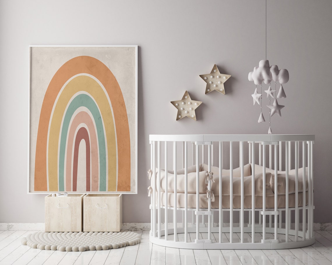 Retro Rainbow Printable Art Boho Rainbow Wall Decor Abstract | Etsy