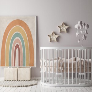 Retro Rainbow Printable Art, Boho Rainbow Wall Decor, Abstract Colorful ...