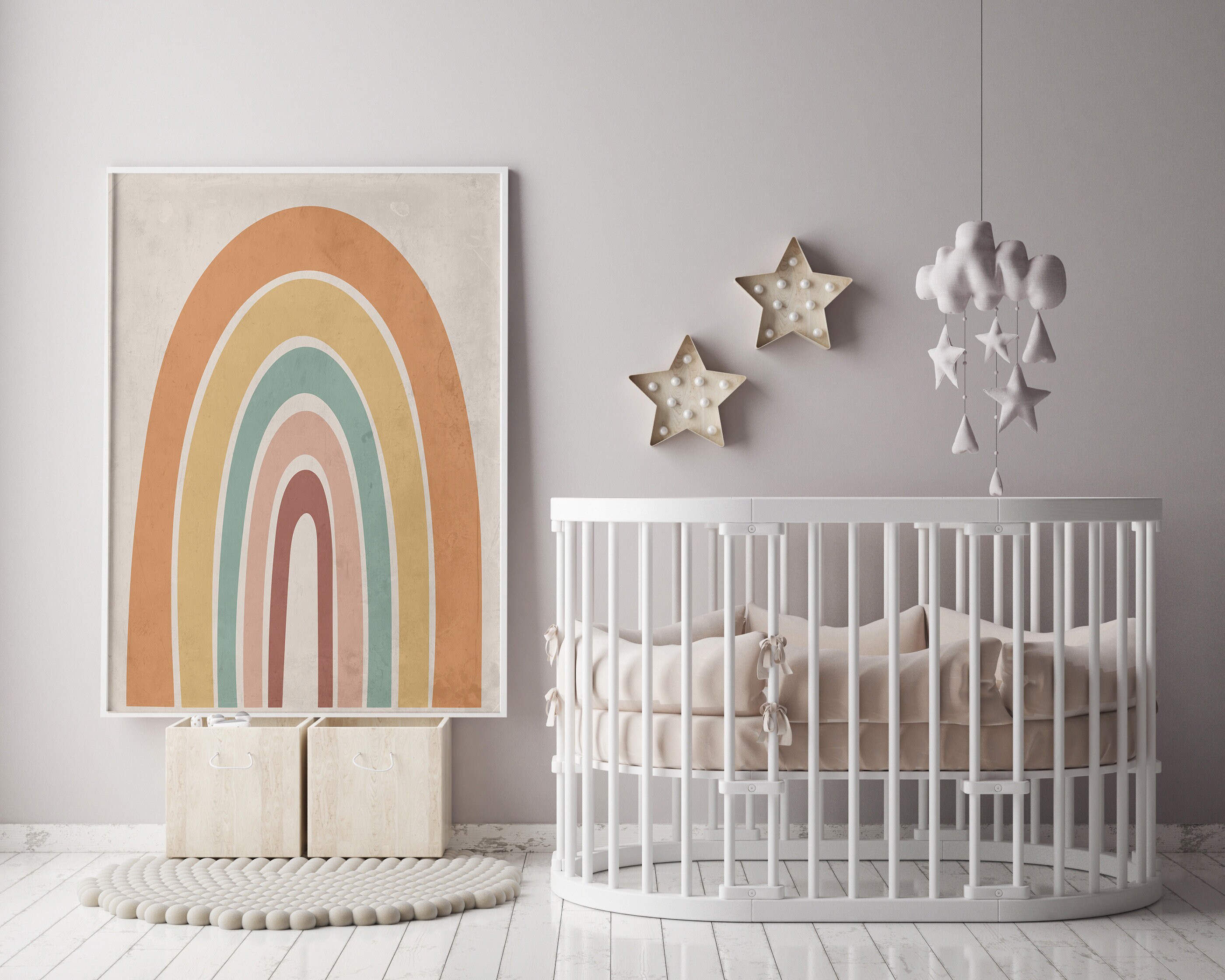 Retro Rainbow Printable Art Boho Rainbow Wall Decor Abstract | Etsy