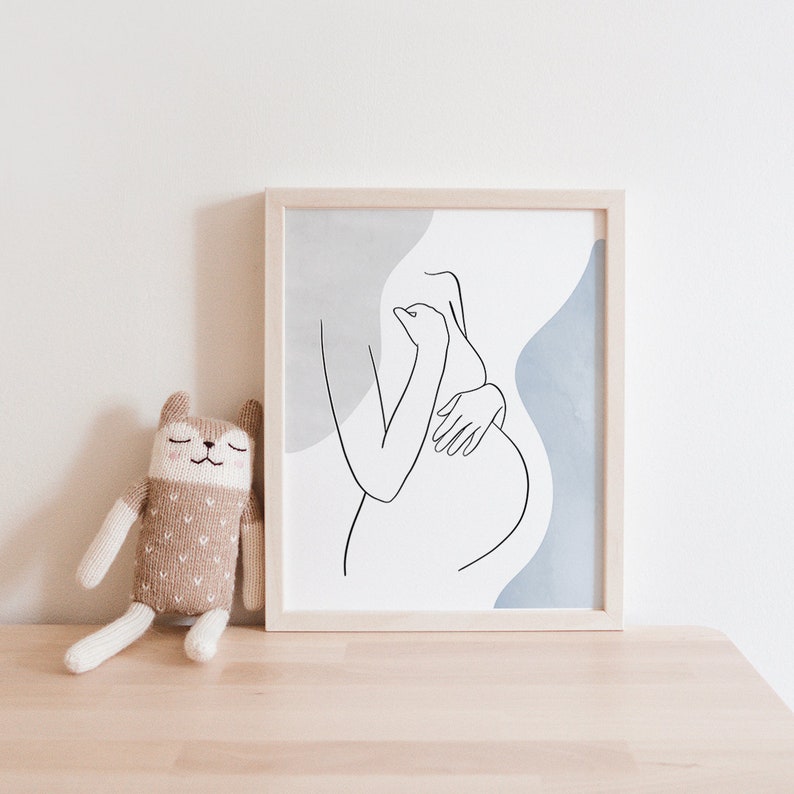 Pregnant Woman Art Gender Reveal Decoration Mother's Day - Etsy