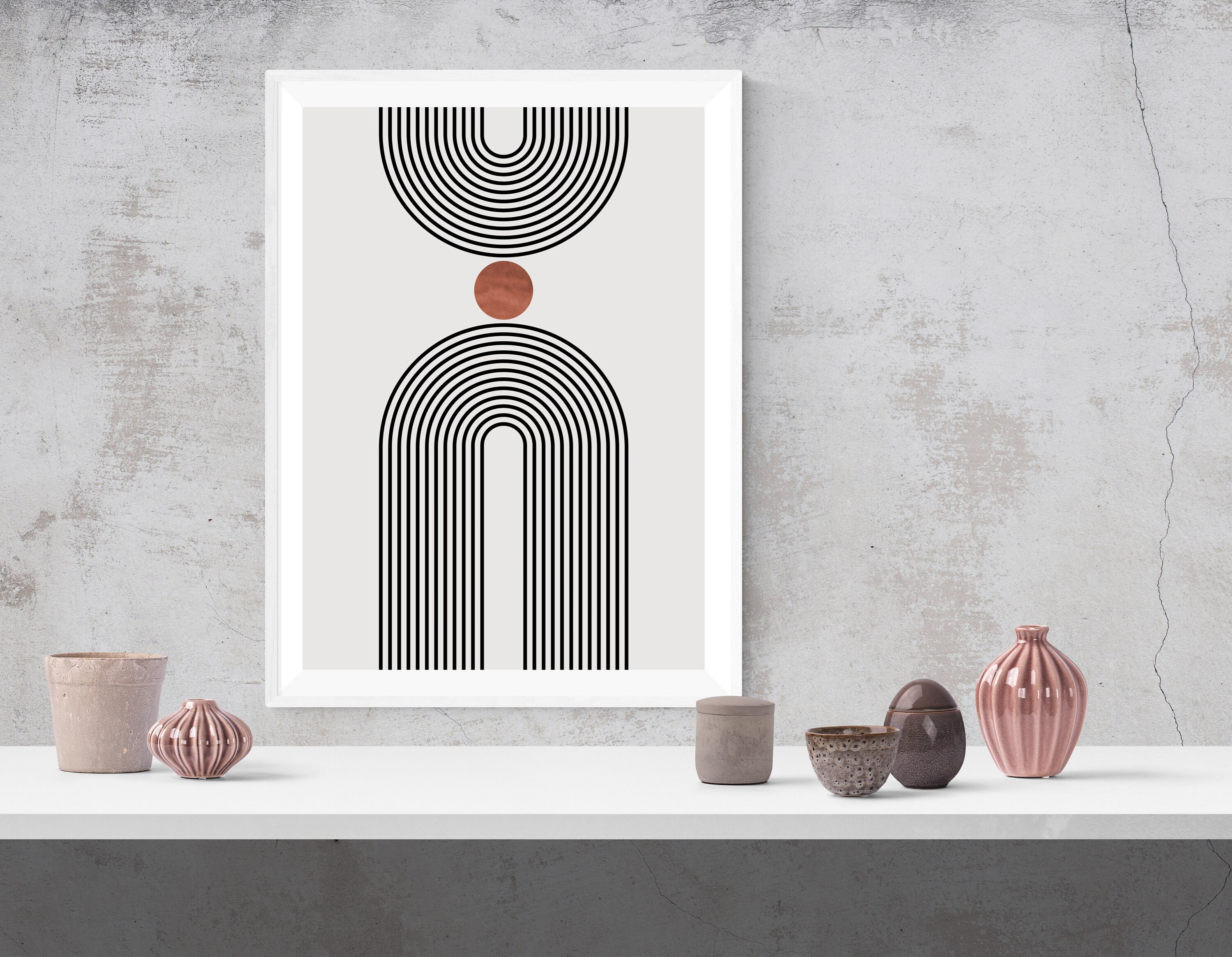 Geometric Rainbow Printable Art Mid Century Modern Wall Art | Etsy