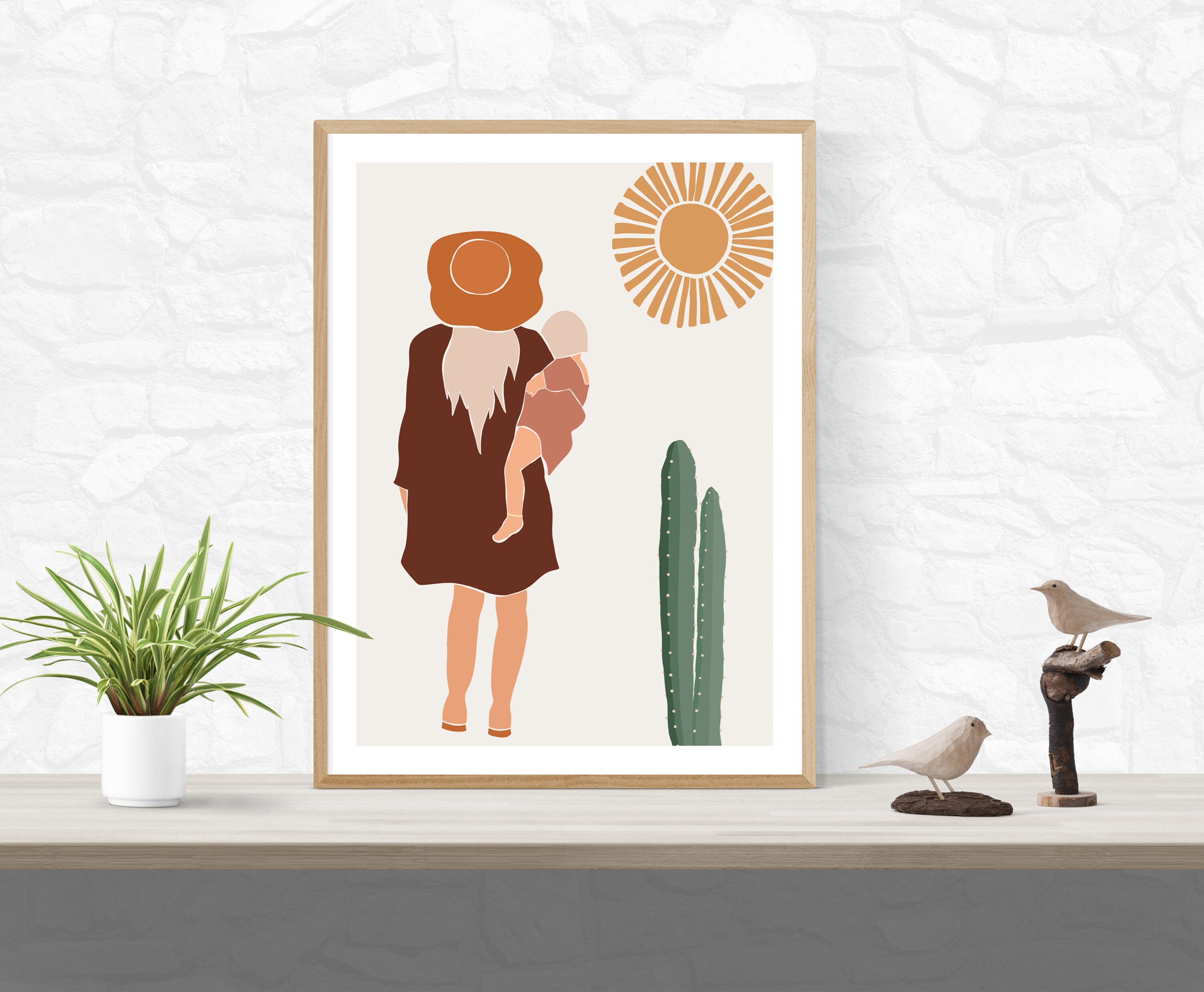 Mothers Day Gift Mother and Daughter Art Mom and Baby Print - Etsy