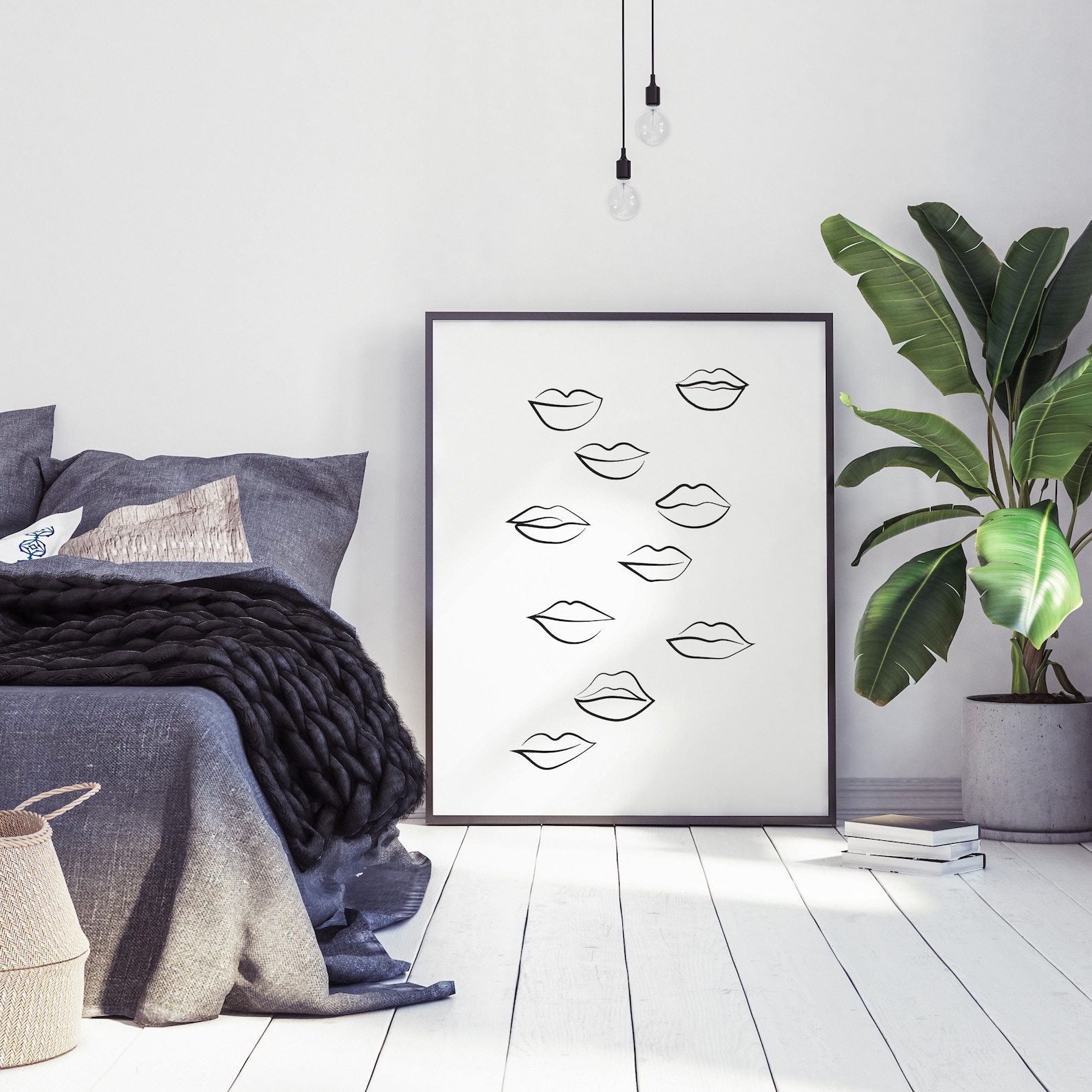 Lips Line Art Printable Wall Decor Lips Print Abstract Lips - Etsy