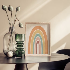 Retro Rainbow Printable Art, Boho Rainbow Wall Decor, Abstract Colorful ...