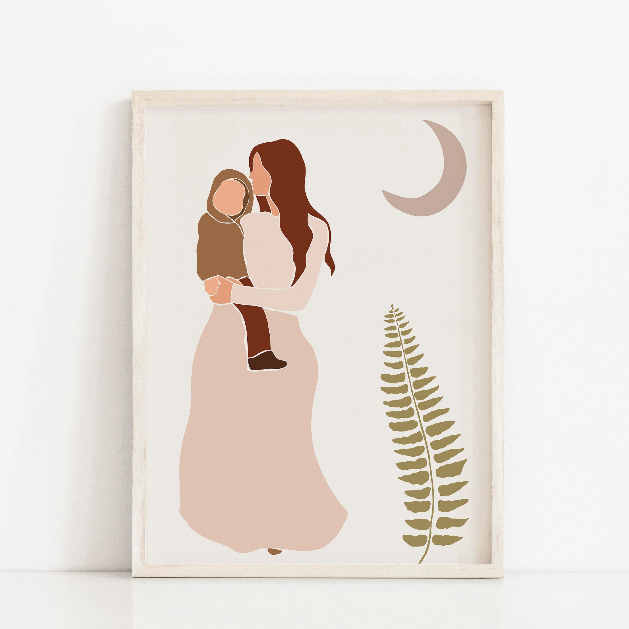 Mother and Son Neutral Colors Printable Art Abstract Mother & | Etsy