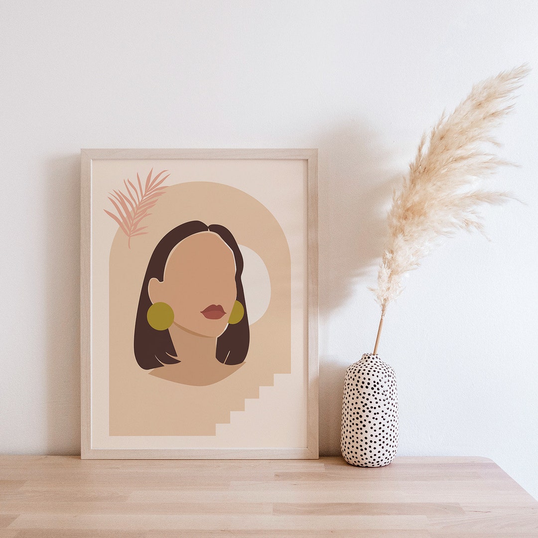 Boho Woman Art Print, Color Block Woman Printable Art, Minimal Earth ...