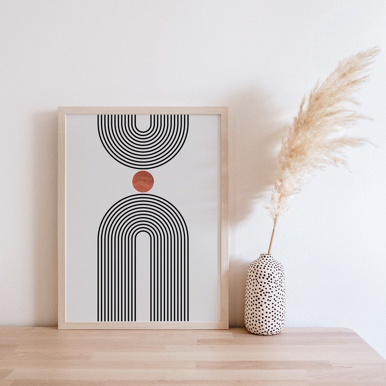 Geometric Rainbow Printable Art Mid Century Modern Wall Art | Etsy