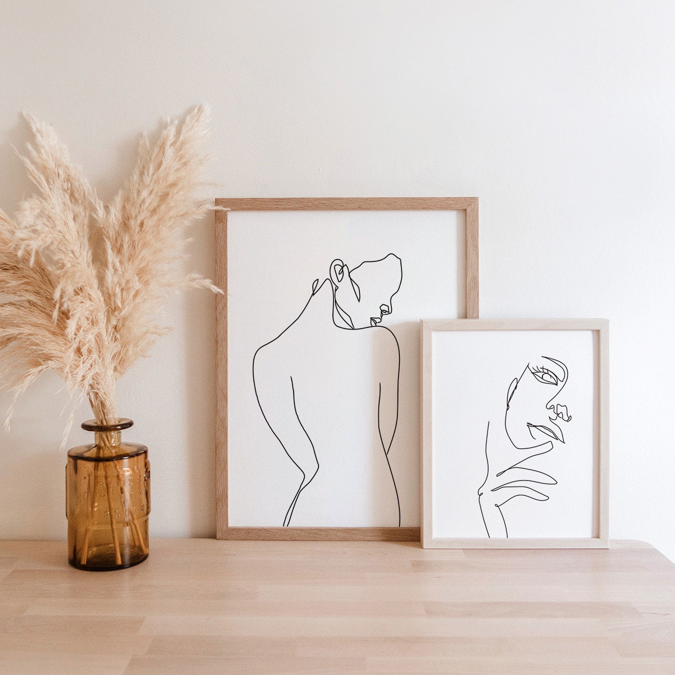 Abstract Face and Body Single Line Art Print Set of 2 Woman - Etsy