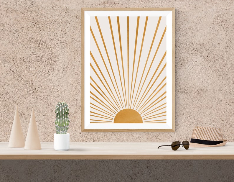 Abstract Sun Art Print Boho Decor Mid Century Modern | Etsy