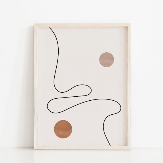 Abstract Single Line Earth Tones Boho Decor Line Art and | Etsy