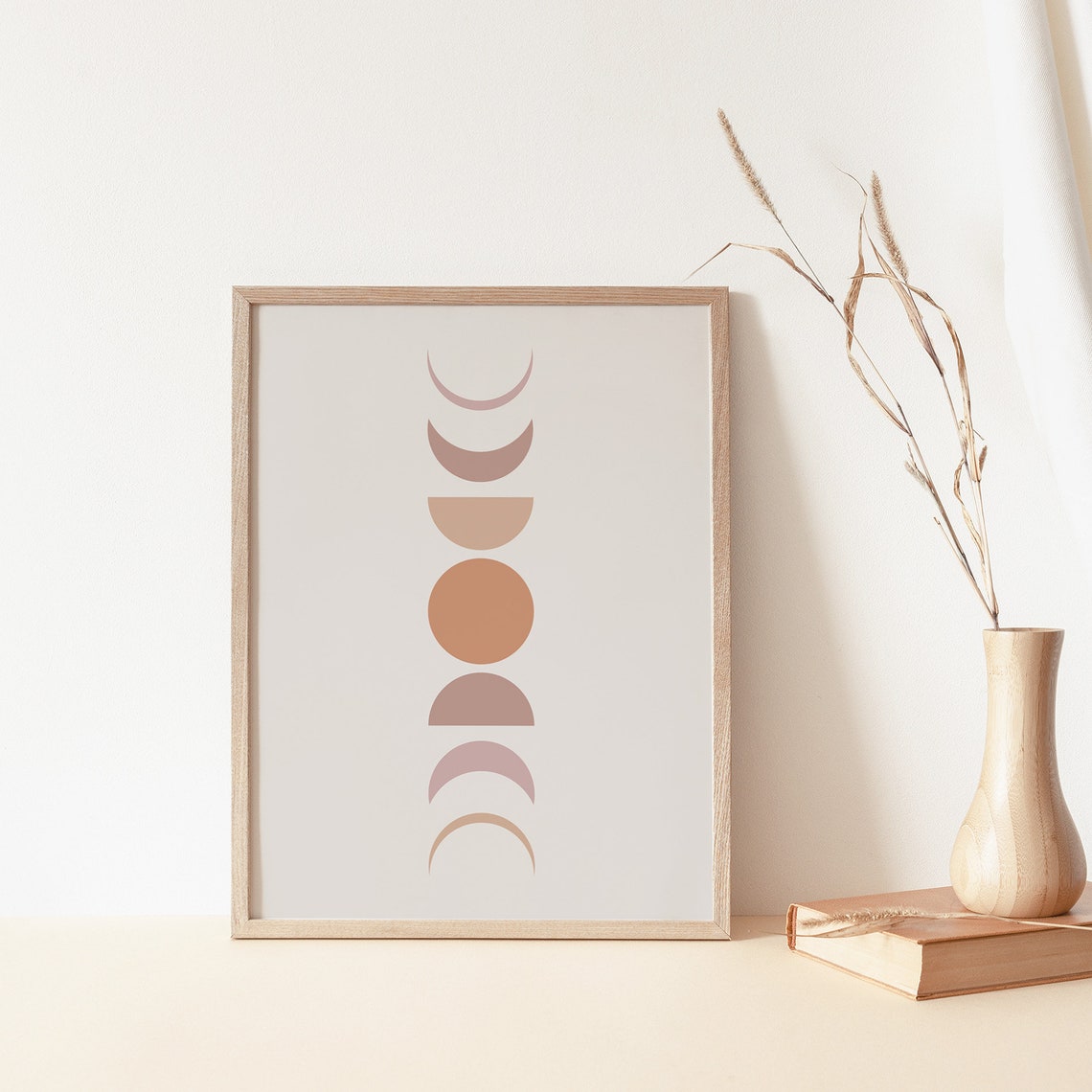 Moon Phases Art Print Boho Decor La Luna Mid Century Modern | Etsy