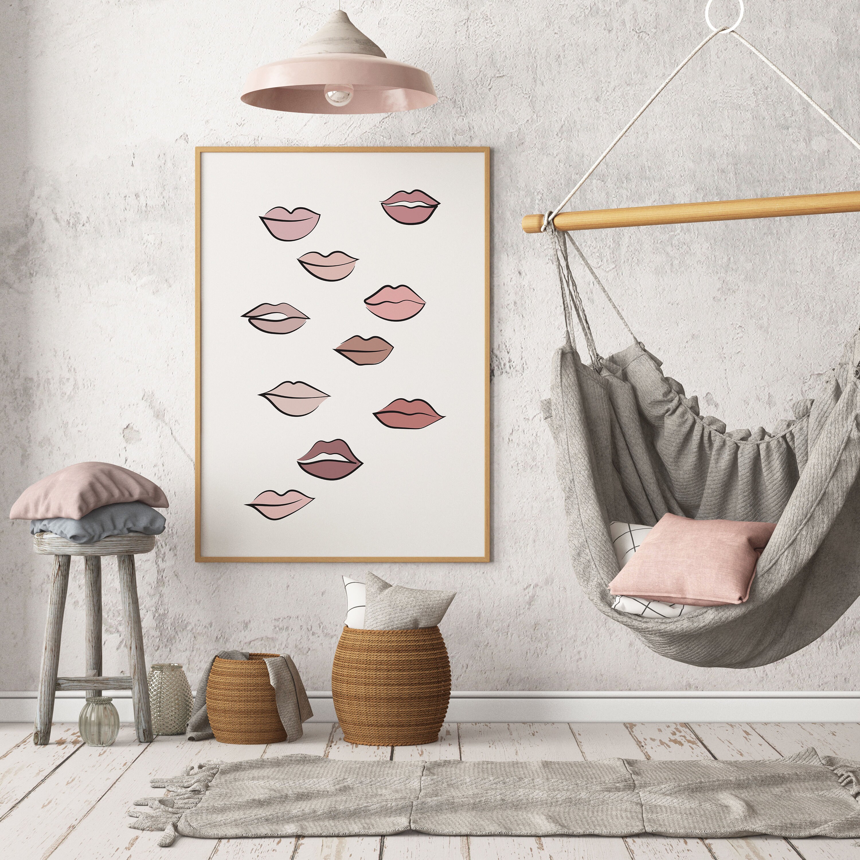 Lips Line Art Printable Wall Decor Abstract Lips Wall Art - Etsy