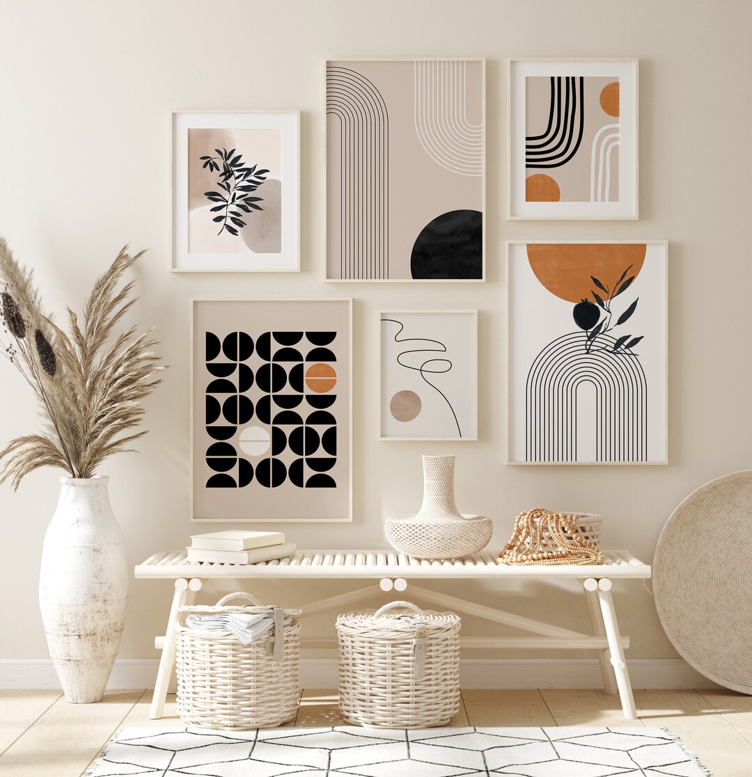 Abstract Gallery Wall, Printable Art Set of Six, Mid Century Modern Art ...