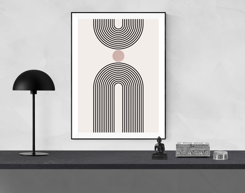 Geometric Rainbow Printable Art Mid Century Modern Wall Art - Etsy