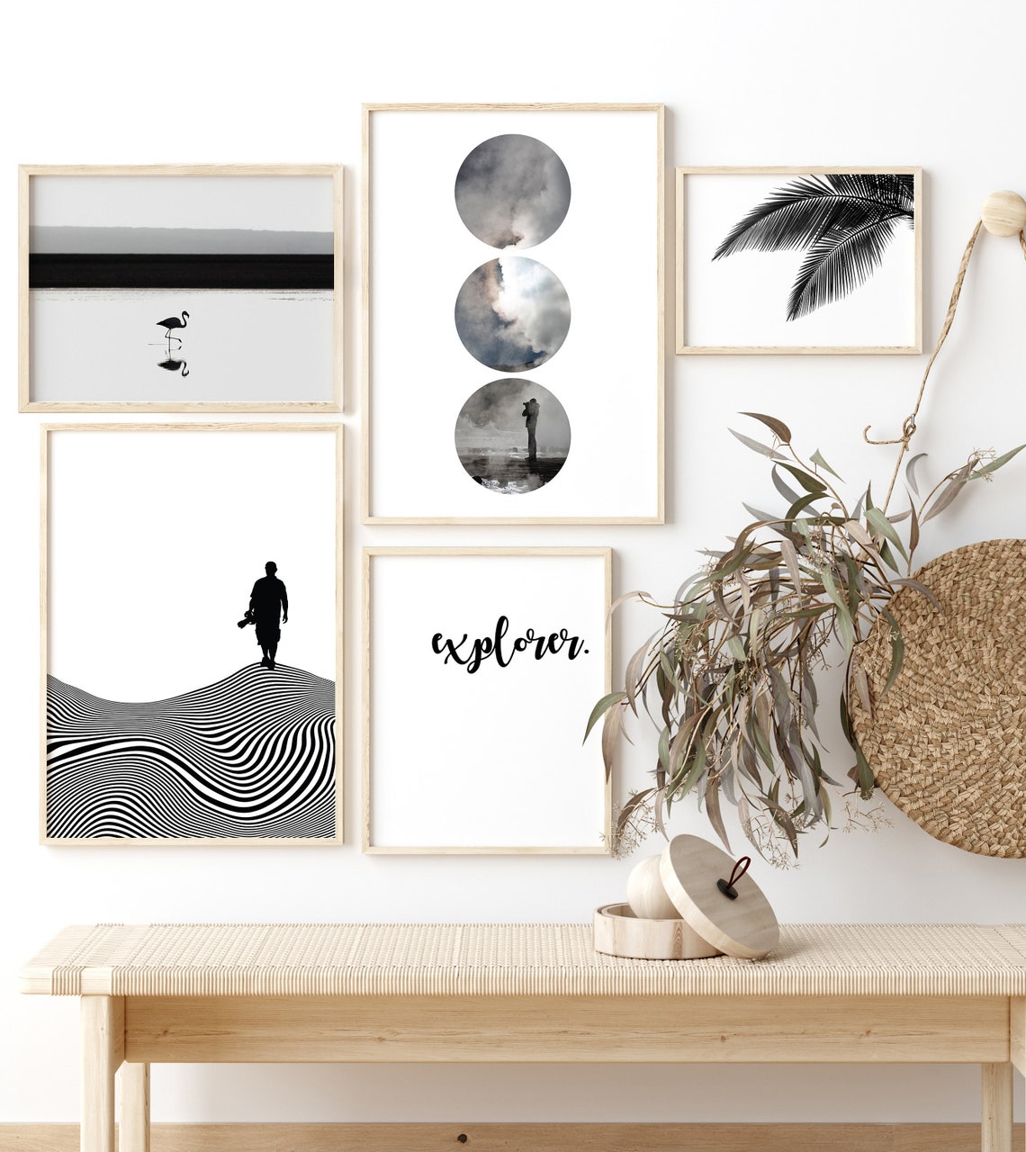 Gallery Wall Minimalist Black & White Printable Art Set of 5 | Etsy