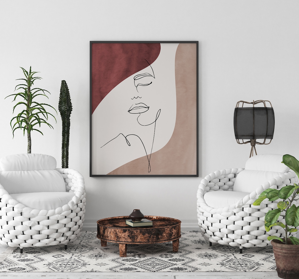 Abstract Face Line Art Print Woman Face Single Line Drawing | Etsy