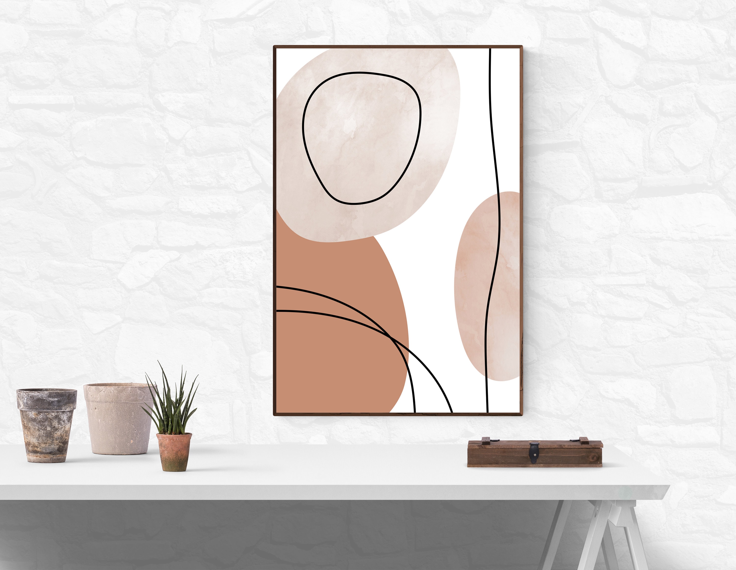 Mid Century Modern Printable Wall Art Abstract Neutral Colors | Etsy