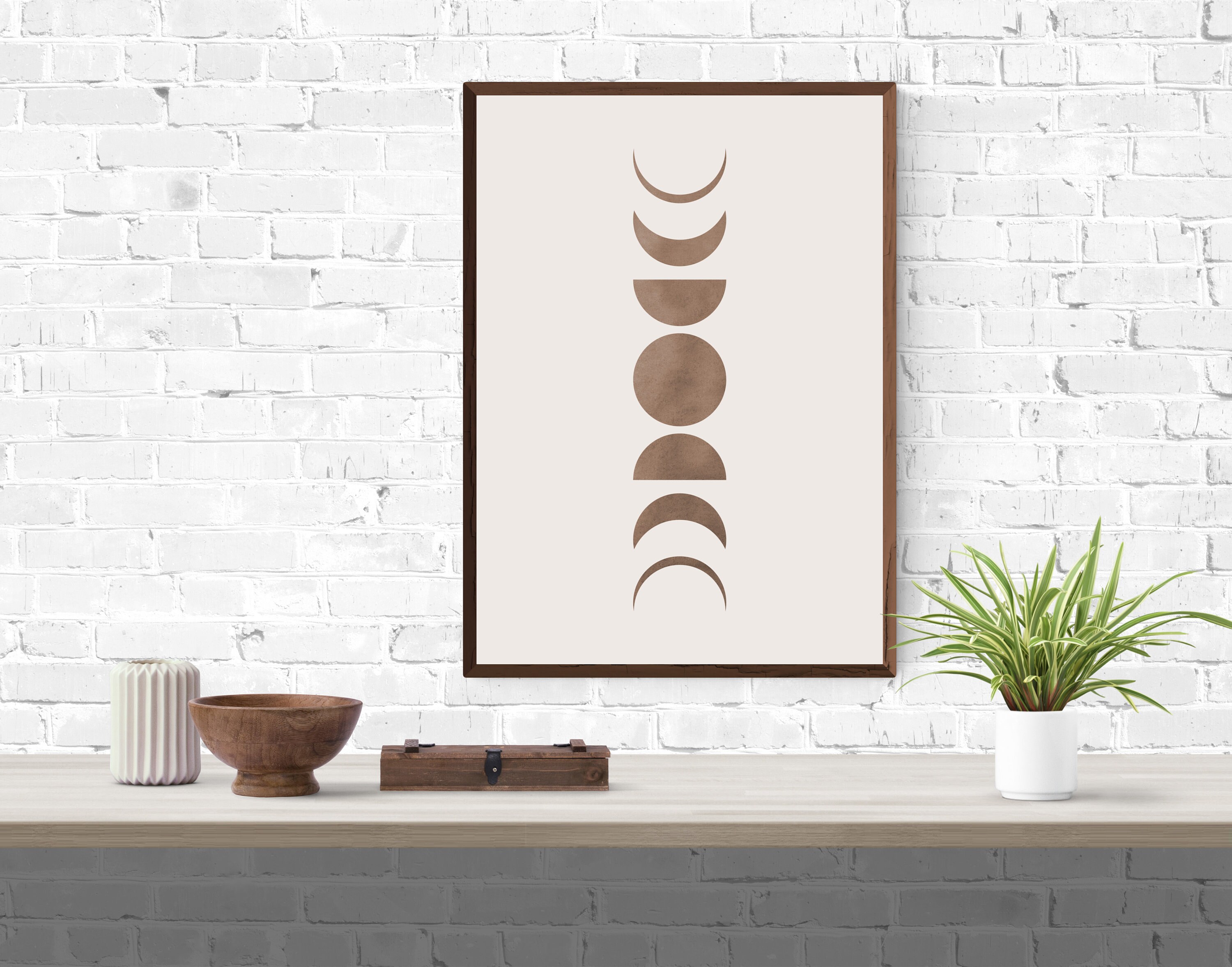 Moon Phases Art Print Boho Decor La Luna Mid Century Modern | Etsy