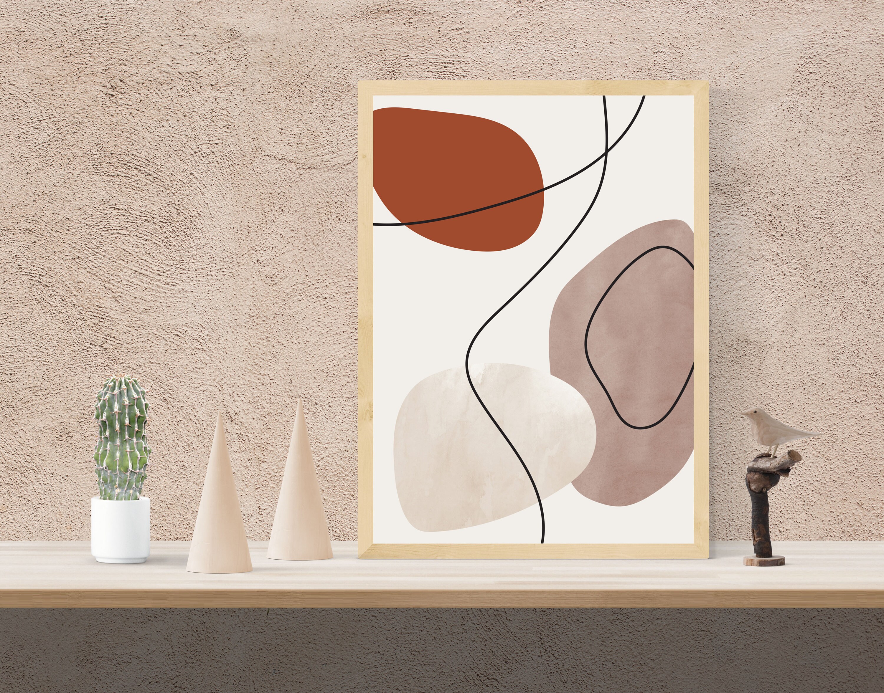 Mid Century Modern Printable Wall Art Abstract Neutral Colors | Etsy