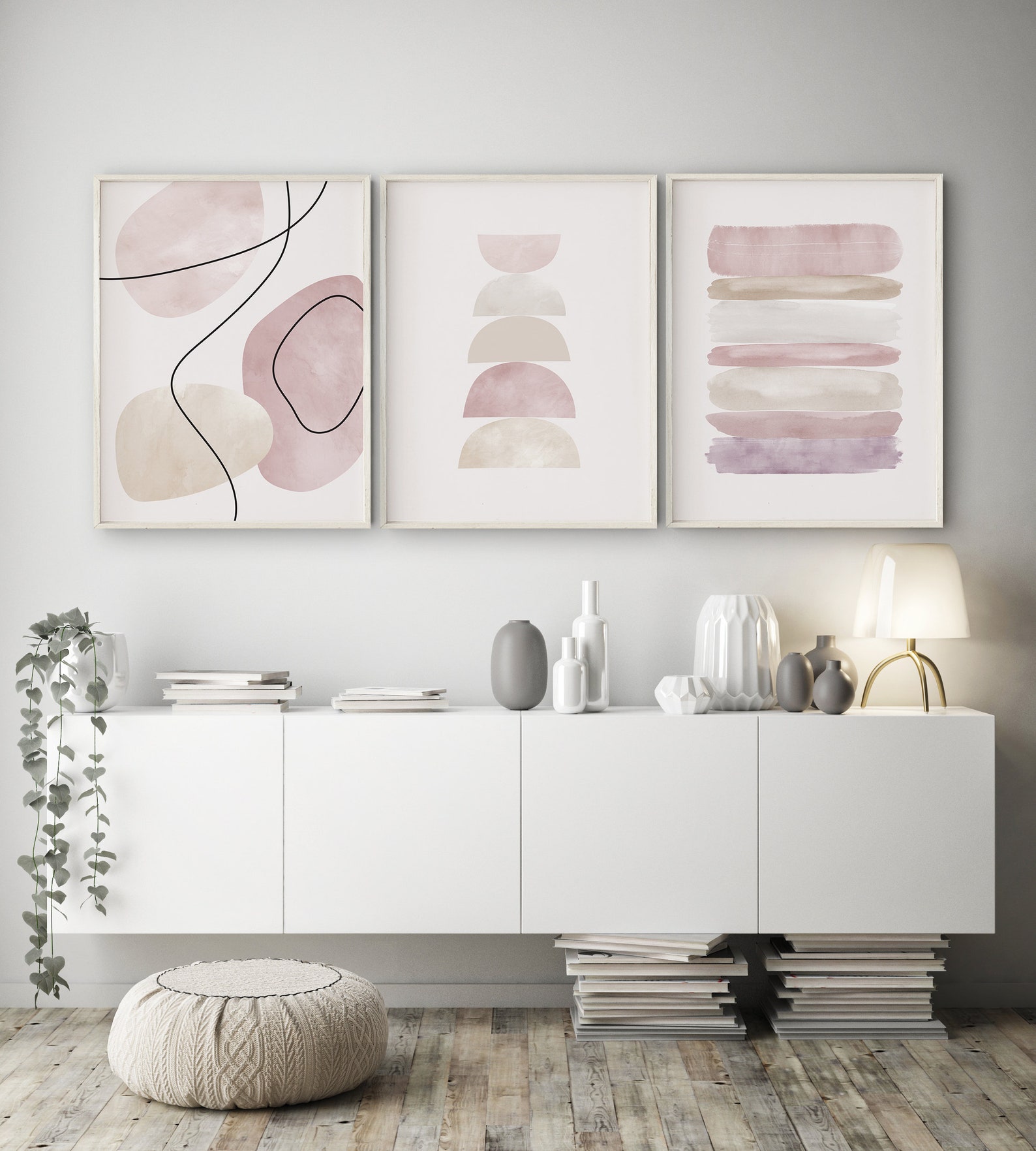 Gallery Wall Abstract Art Printable Set of Three Geometric | Etsy