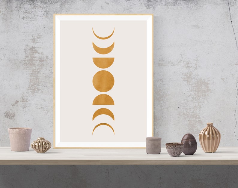 Moon Phases Art Print Boho Decor La Luna Mid Century Modern - Etsy
