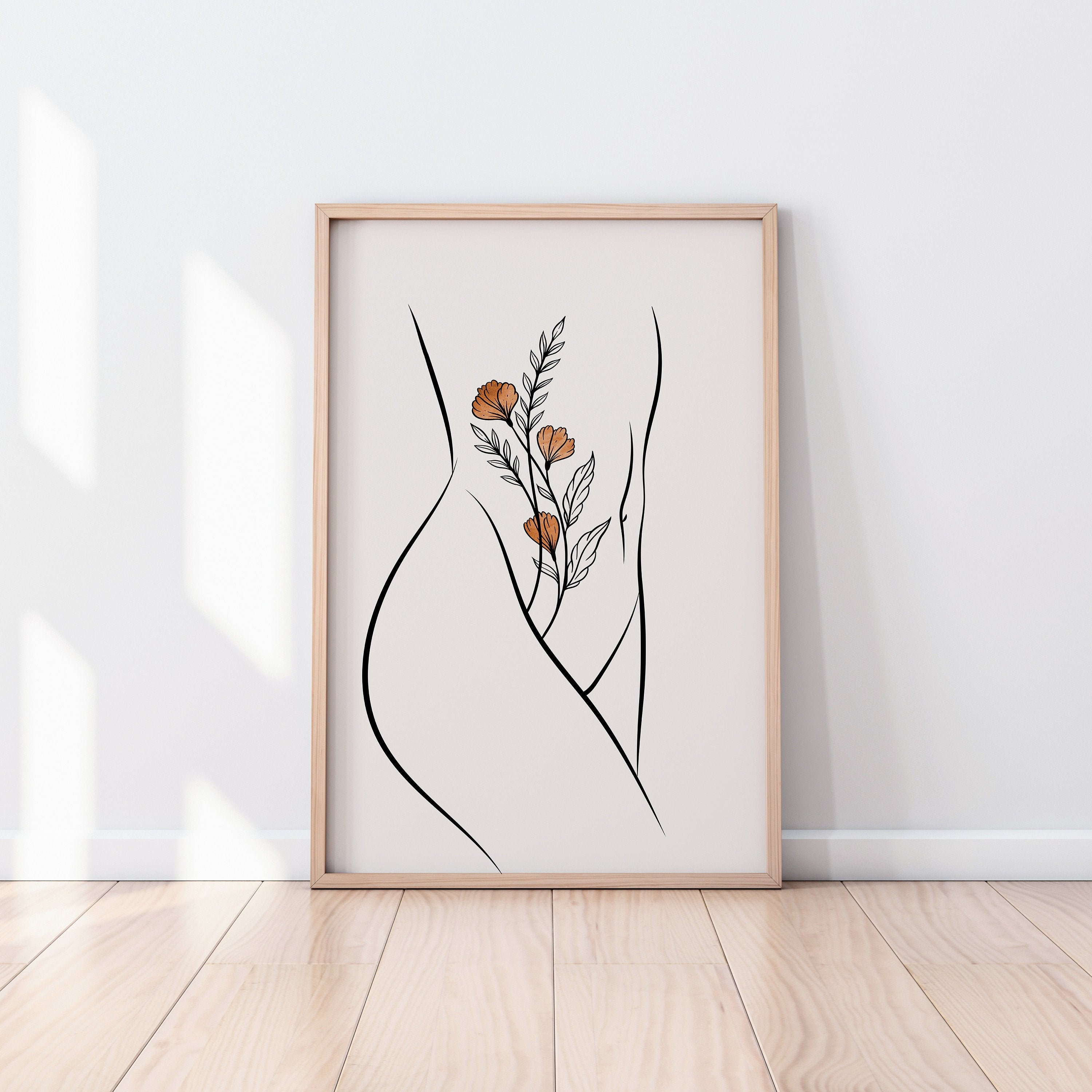 Woman Body Line Art Wall Decor Abstract Body & Flowers Tattoo - Etsy