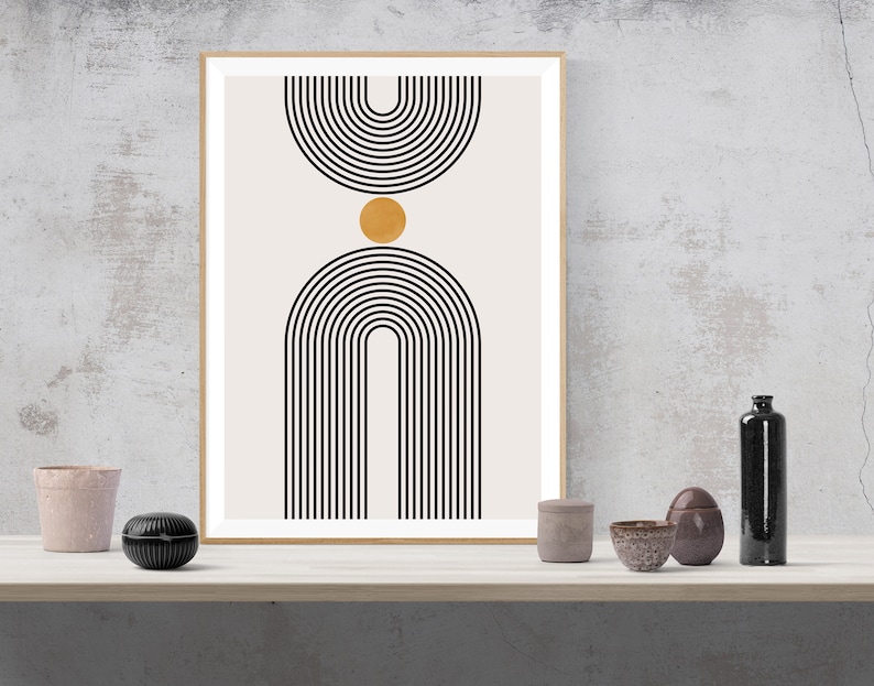 Mid Century Modern Arch Print: Geometric Rainbow Wall Art (digital ...