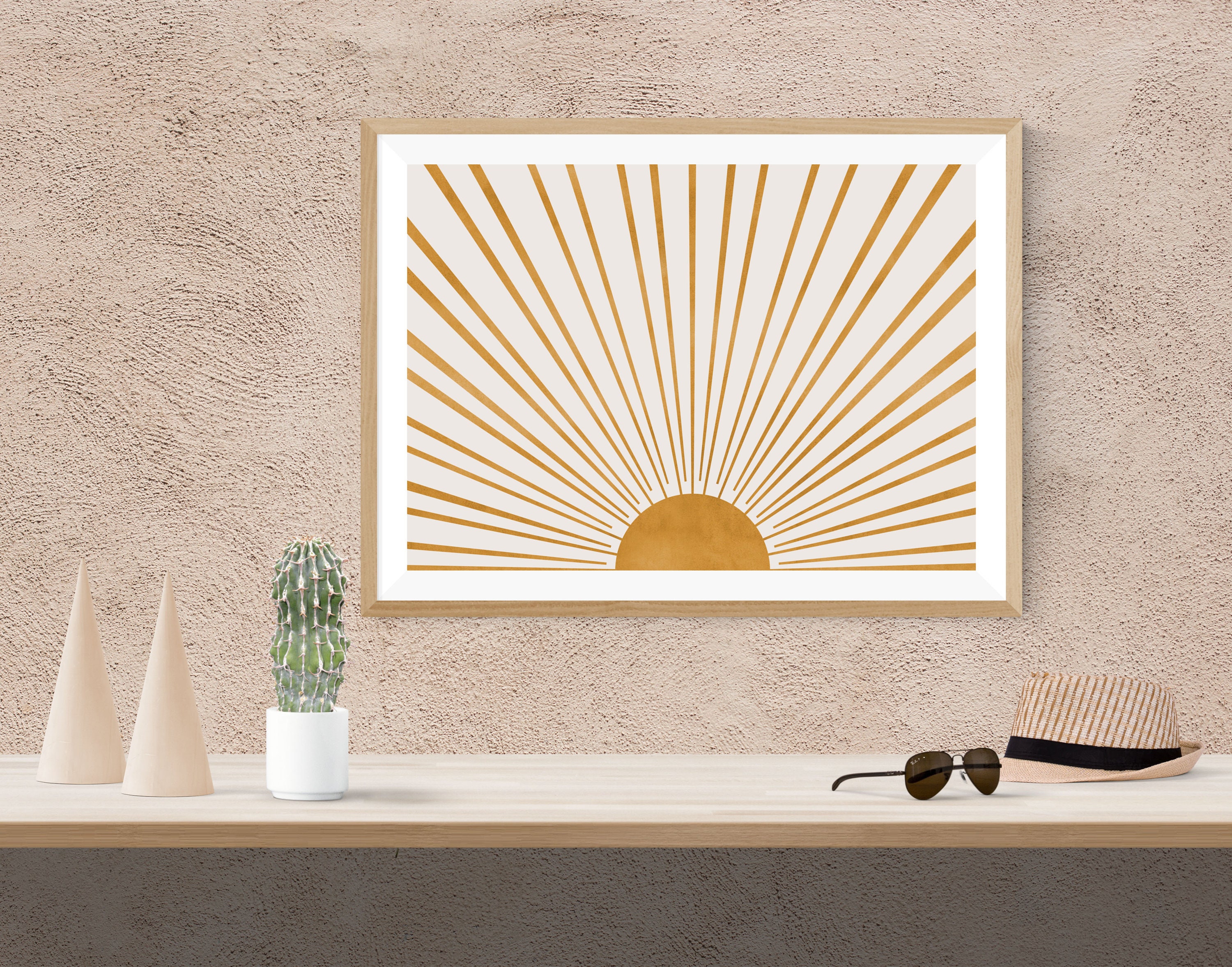 Mid Century Modern Printable Art Wall Decor Abstract Sun Art | Etsy