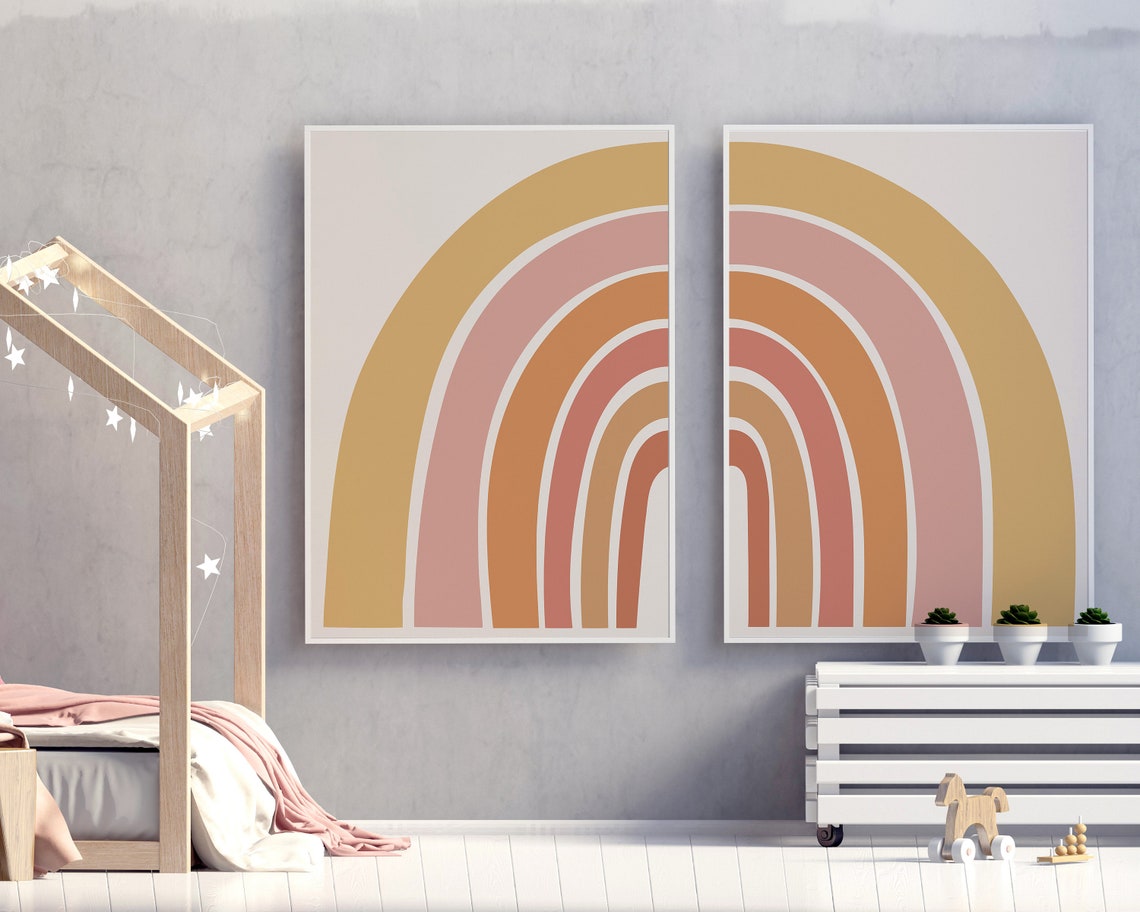 Colorful Rainbow Boho Nursery Decor Rainbow Printable Art - Etsy