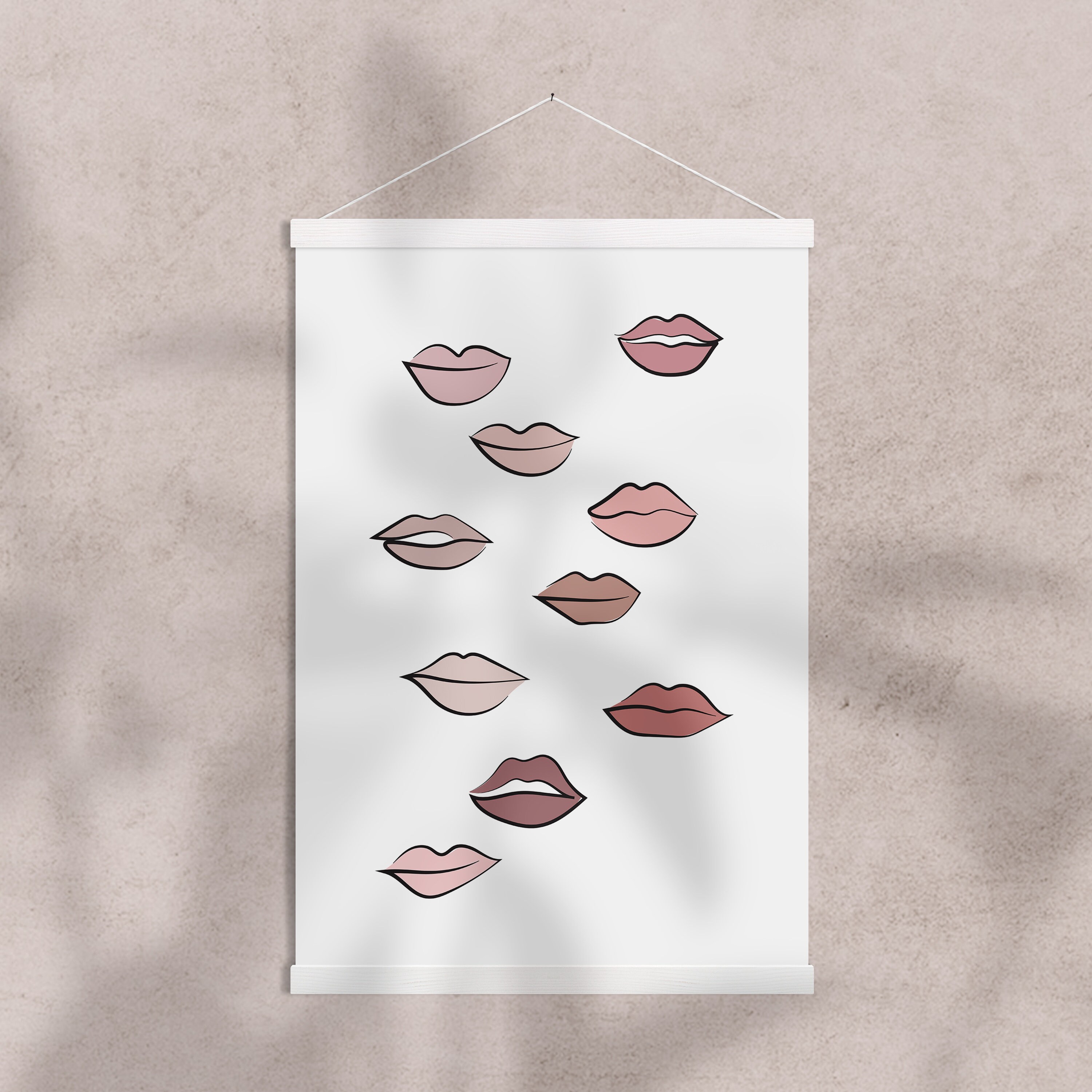 Lips Line Art Printable Wall Decor Abstract Lips Wall Art - Etsy
