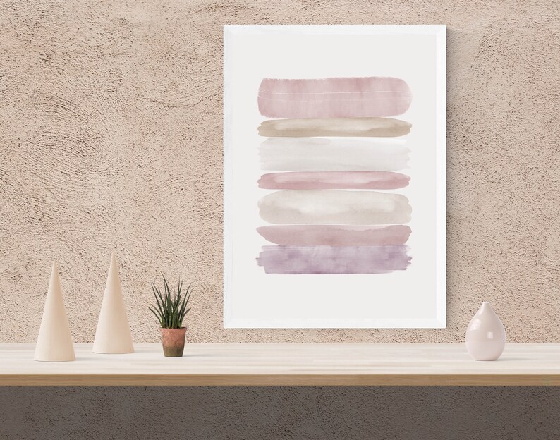 Watercolor Brush Strokes Printable Wall Art Blush Pink - Etsy
