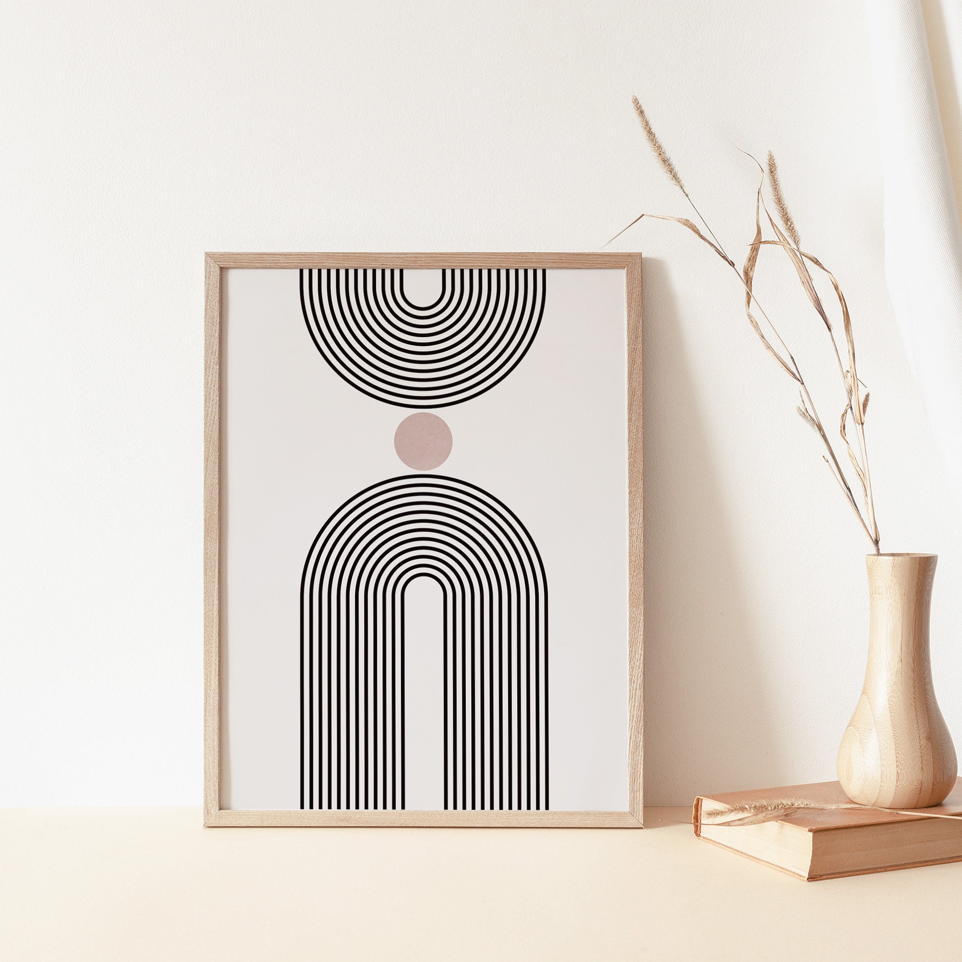 Geometric Rainbow Printable Art Mid Century Modern Wall Art | Etsy